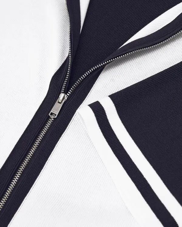 REISS Kelney Zip Through Stripe Shirt