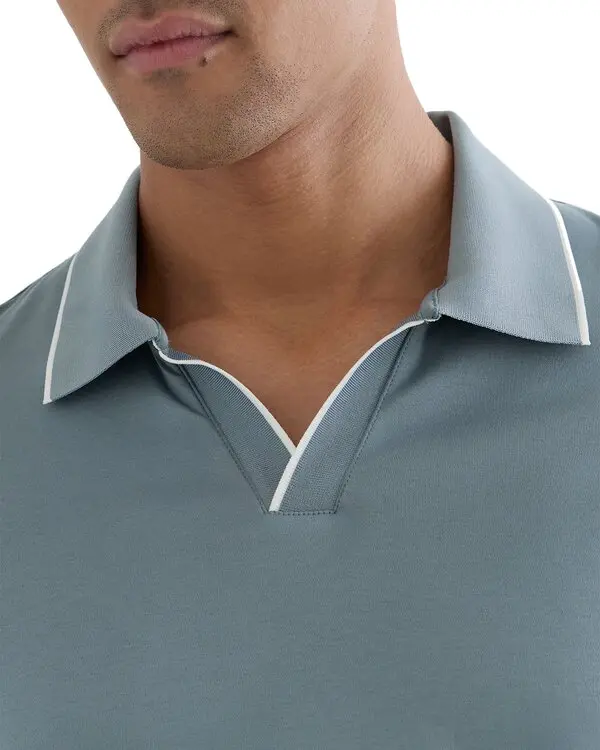REISS Nico Airwater Cotton Polo - Dusty Blue