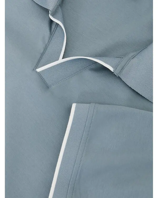 REISS Nico Airwater Cotton Polo - Dusty Blue