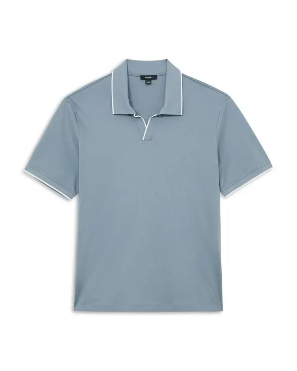 REISS Nico Airwater Cotton Polo - Dusty Blue