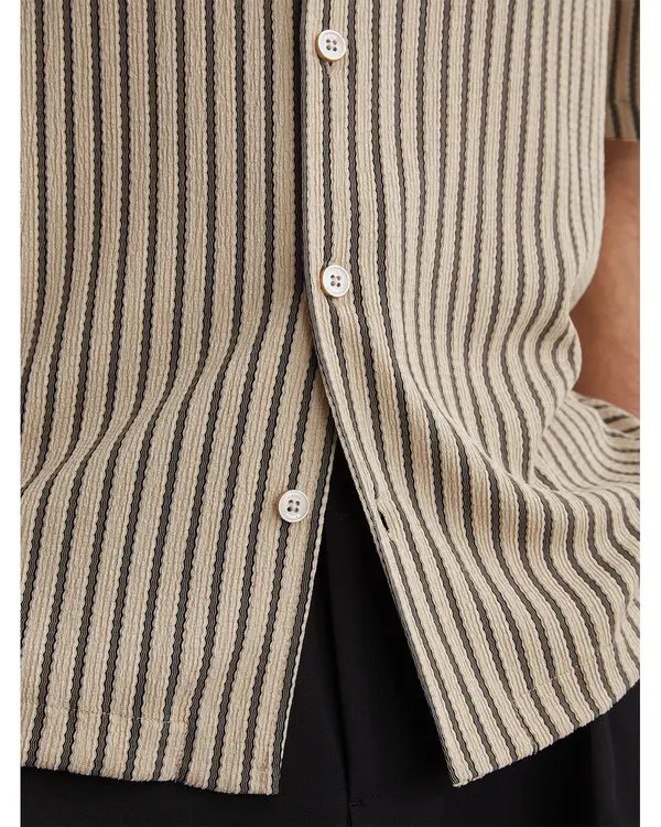 REISS Griff Textured Stripe Short Sleeve Shirt