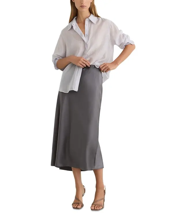 REISS Sofia Silk Midi Skirt