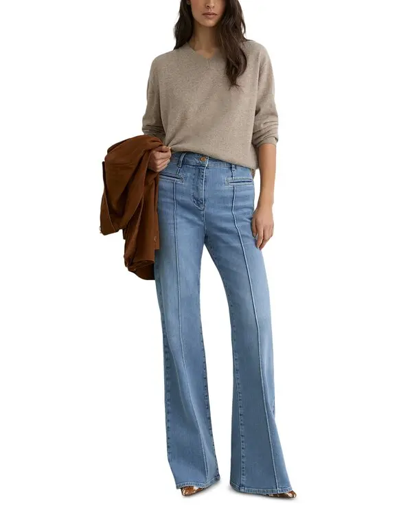 REISS Claude Pintuck High Rise Flare Leg Jeans