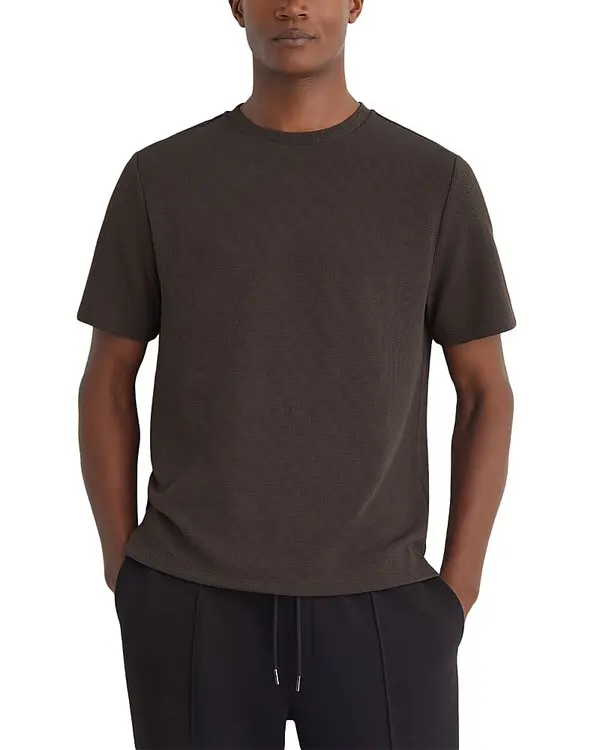 REISS Cole Modern Fit Textured Crewneck Tee - Brown