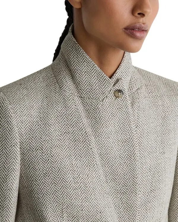 REISS Petite Ezra Herringbone Cropped Blazer