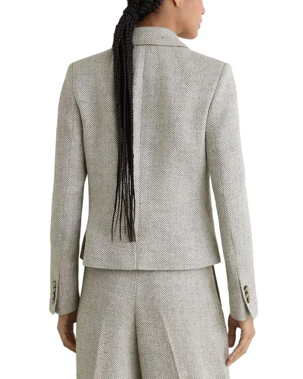 REISS Petite Ezra Herringbone Cropped Blazer