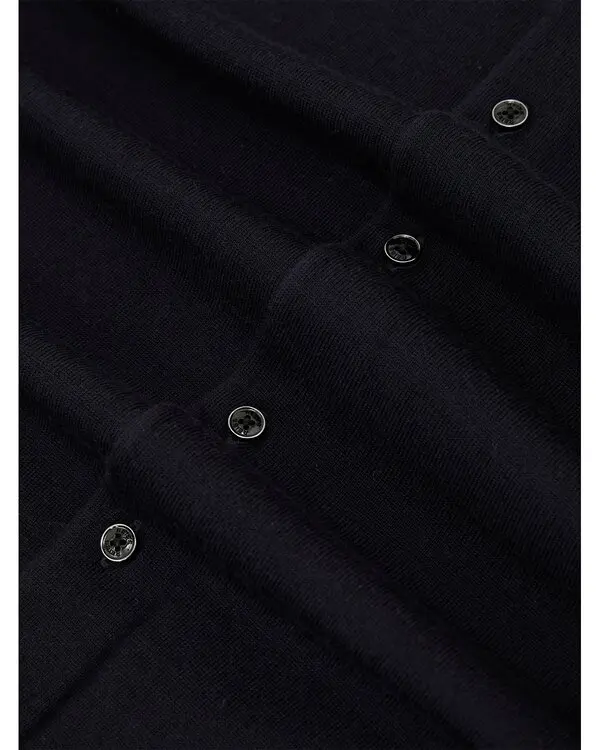REISS Drayton Merino Wool Knitted Shirt - Navy