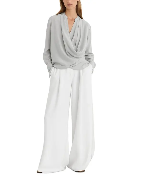 REISS Matte Silk Draped Shirt