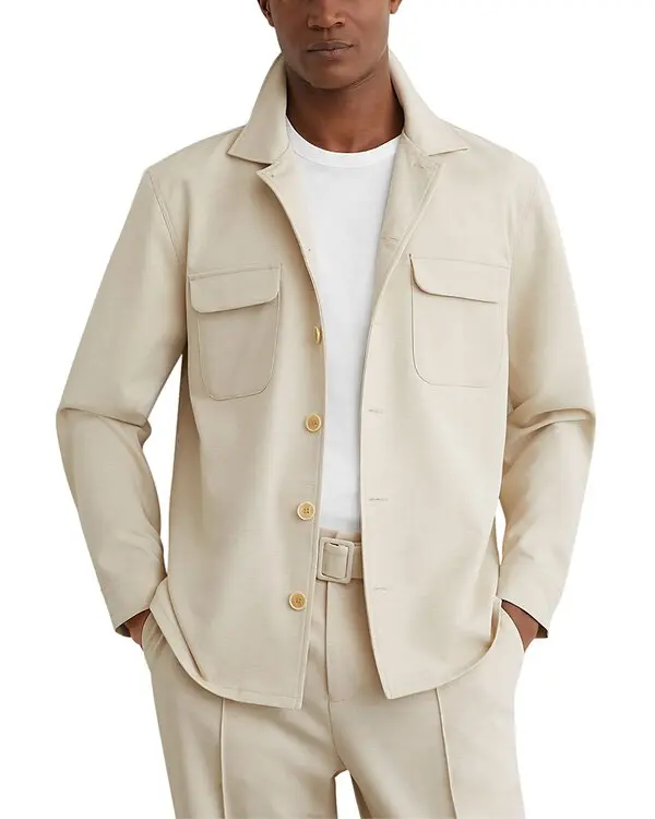 REISS Peshi Pocket Overshirt - Stone