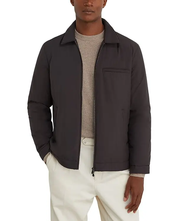 REISS Bernardi Technical Fabric Zip Through Jacket - Dark Brown
