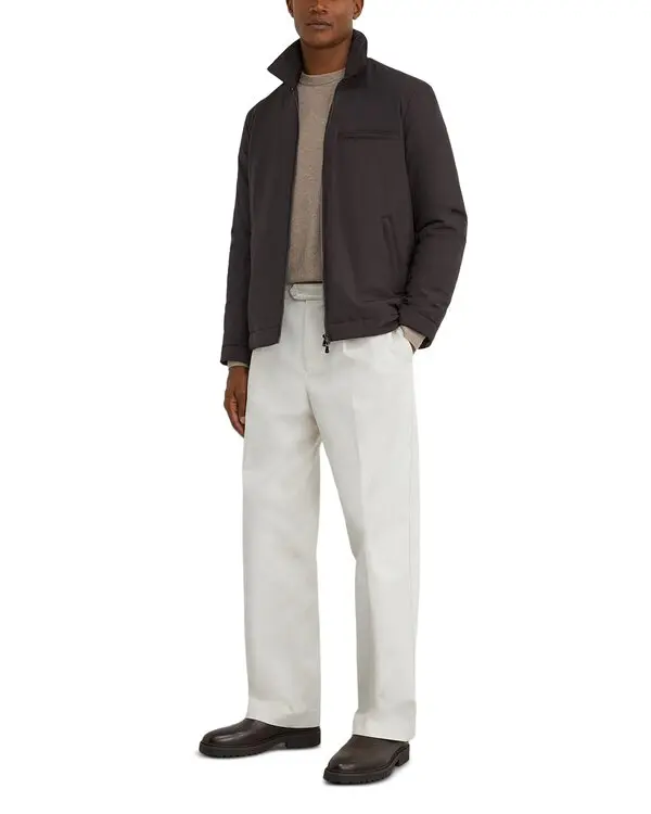 REISS Bernardi Technical Fabric Zip Through Jacket - Dark Brown