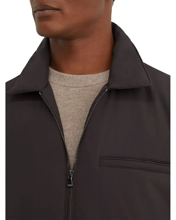 REISS Bernardi Technical Fabric Zip Through Jacket - Dark Brown
