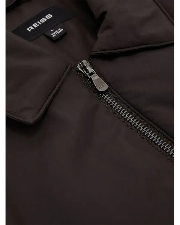 REISS Bernardi Technical Fabric Zip Through Jacket - Dark Brown