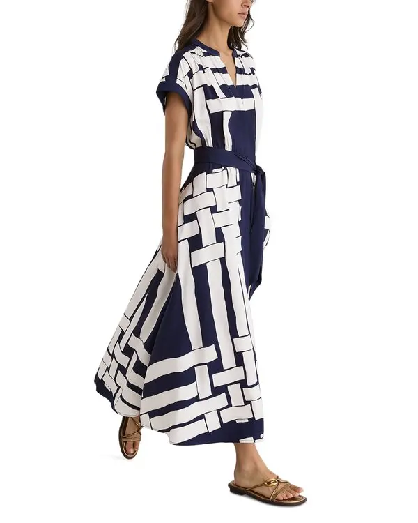 REISS Petite Samira Scarf Printed Midi Dress