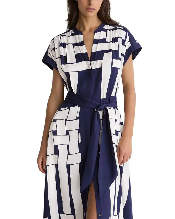 REISS Petite Samira Scarf Printed Midi Dress