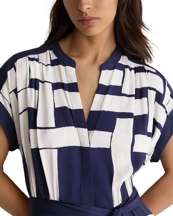 REISS Petite Samira Scarf Printed Midi Dress