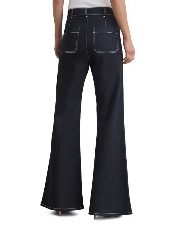 REISS Petite Patch Pocket High Rise Flare Leg Jeans