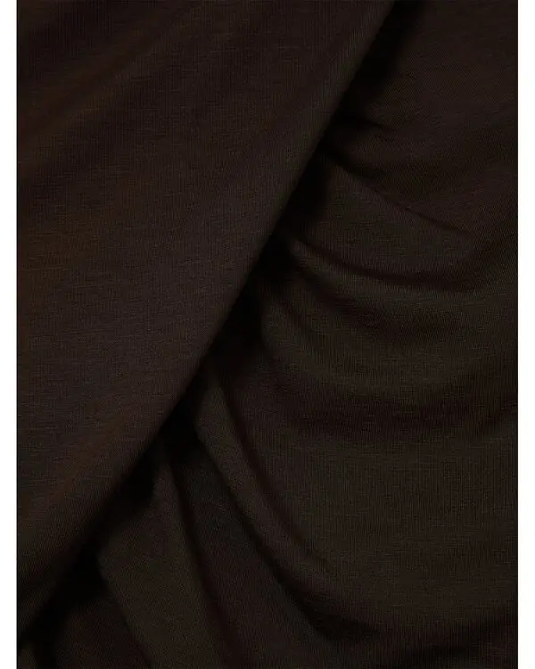REISS Wanda Ruched High Neck Top - Chocolate