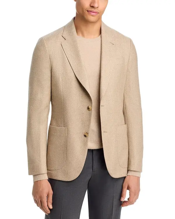 Paul Smith Regular Fit Textured Solid Wool Blend Jacket