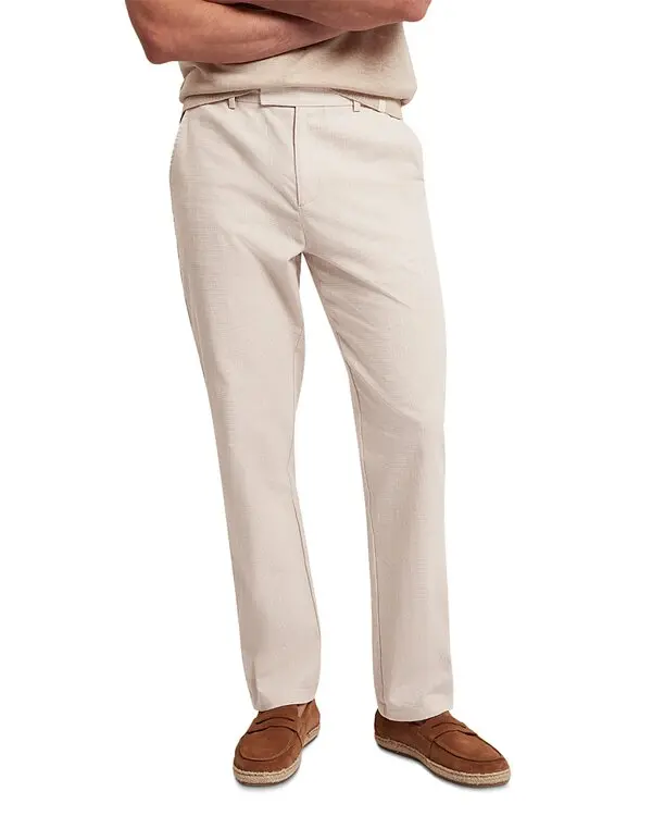 Ted Baker London Mobedo Slim Fit Houndstooth Cotton Blend Pants - Stone