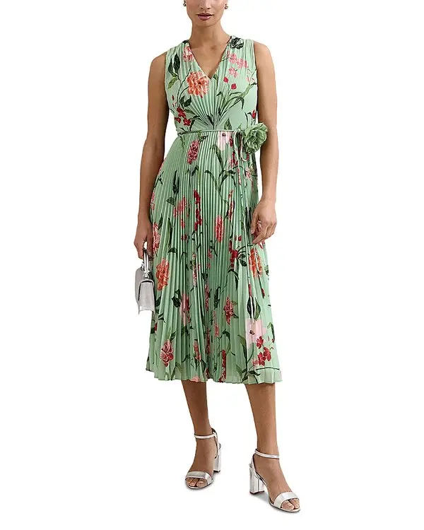 PHASE EIGHT Floral Print Pleated Midi Dress