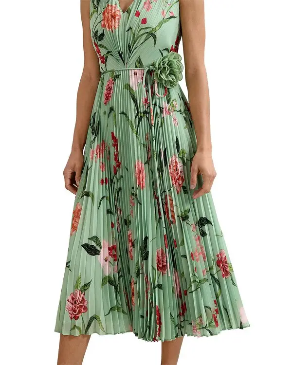 PHASE EIGHT Floral Print Pleated Midi Dress