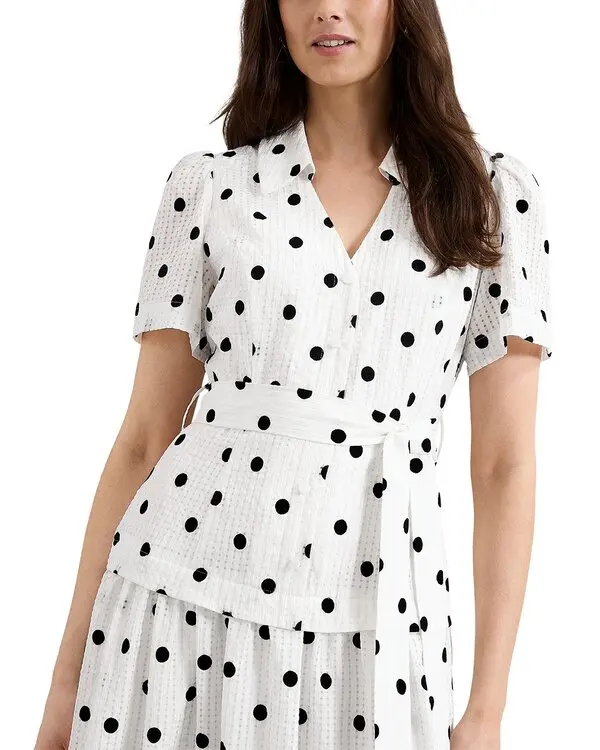 PHASE EIGHT Polka Dot Collared Midi Dress