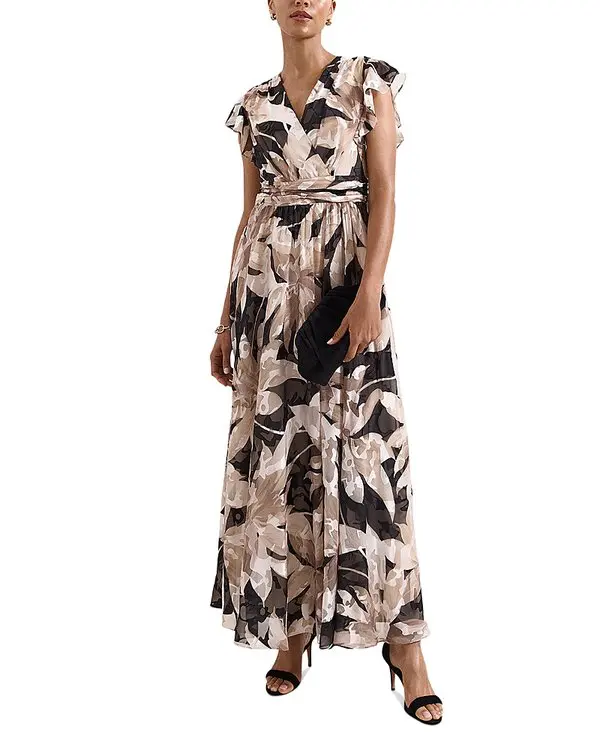 PHASE EIGHT Liana Printed Faux Wrap Maxi Dress - Neutral