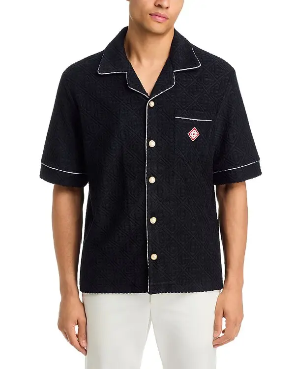 Casablanca Monogram Toweling Fabric Collared Shirt - Black