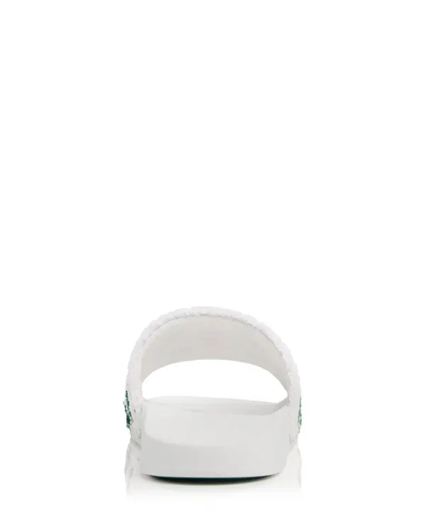 Casablanca Embroidered Terry Slide Sandals - White