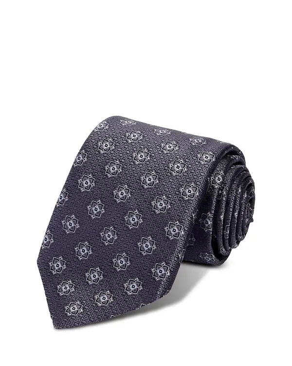 Canali Silk Classic Medallion Tie - Grey