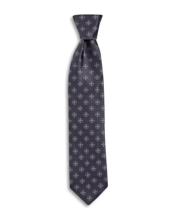Canali Silk Classic Medallion Tie - Grey