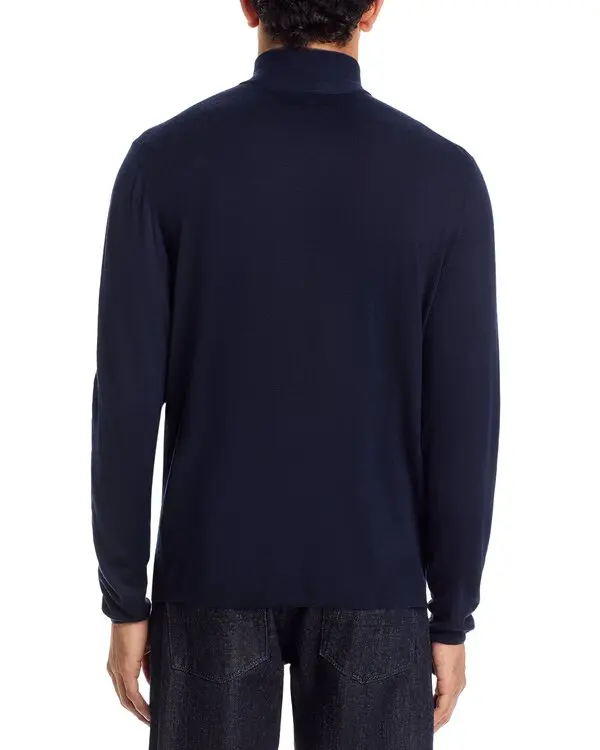 Canali Merino Wool Knit Quarter Zip Sweater - Navy