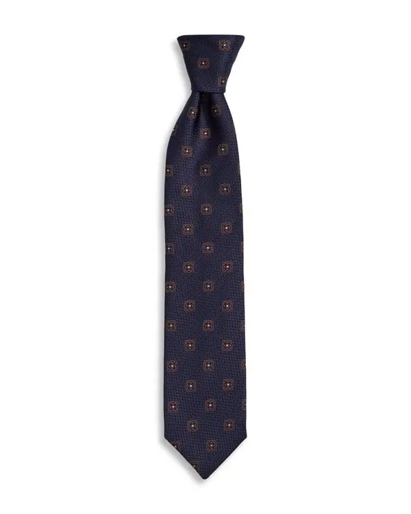 Canali Silk Classic Textured Medallion Tie - Navy