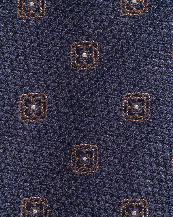 Canali Silk Classic Textured Medallion Tie - Navy