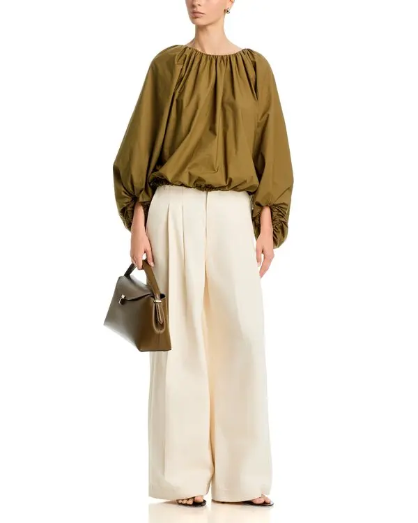 BY MALENE BIRGER Semara" Pleated Cotton Top - Hunt