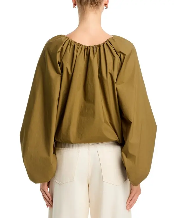 BY MALENE BIRGER Semara" Pleated Cotton Top - Hunt