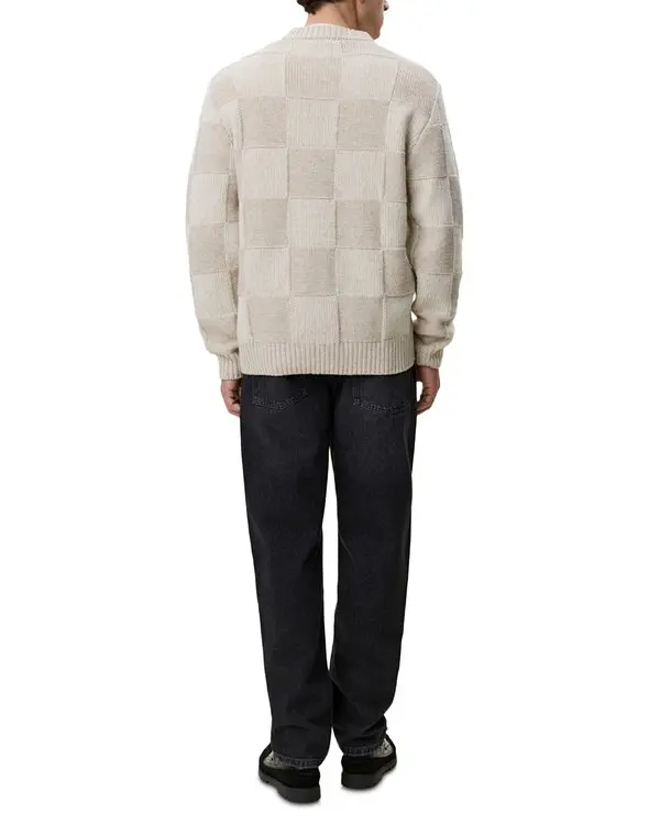 LES DEUX Loose Fit Check Knit Sweater