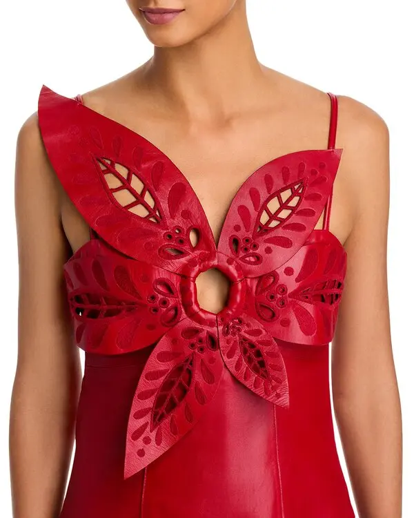 Farm Rio 3d Richilieu Flower Leather Mini Dress