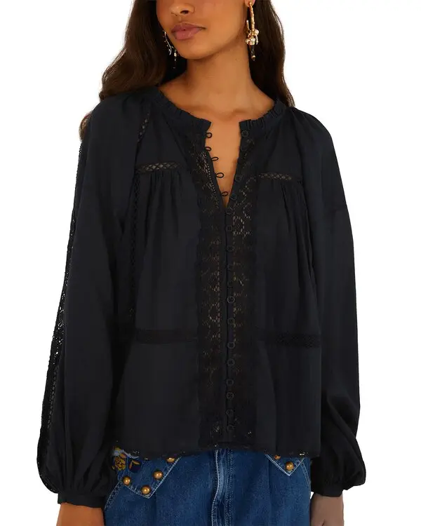 Farm Rio Embroidered Cotton Blouse