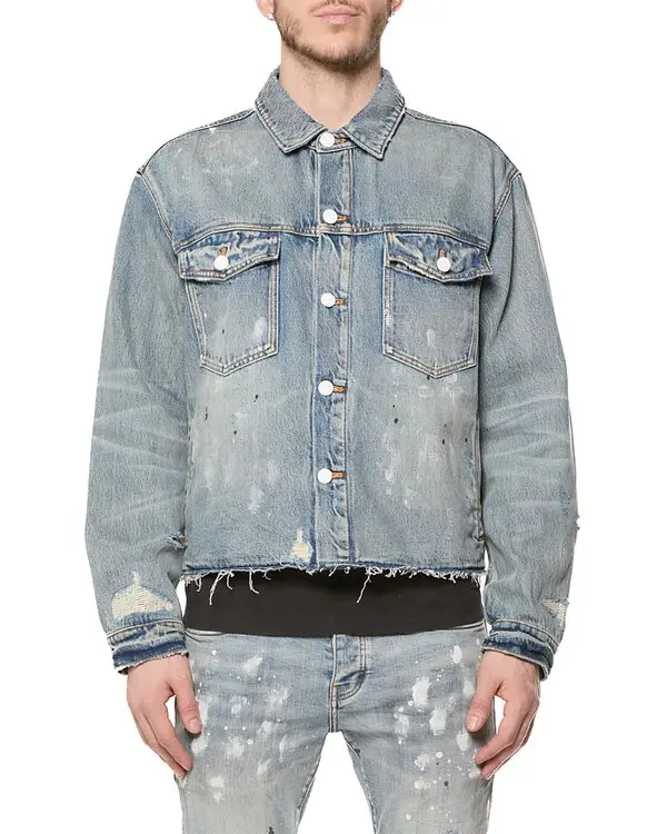 PURPLE BRAND Indigo Paint Splatter Cotton Jacket