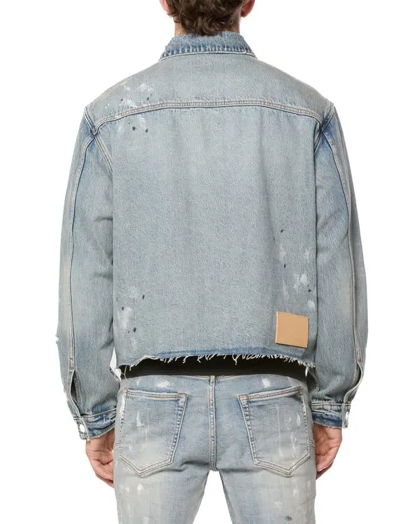 PURPLE BRAND Indigo Paint Splatter Cotton Jacket