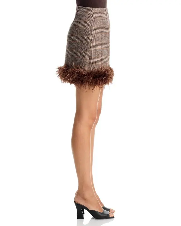 Aqua Feather Trim Mini Skirt Exclusive