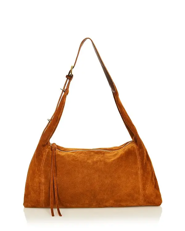 Aqua Large Suede Hobo Bag Exclusive - Cognac