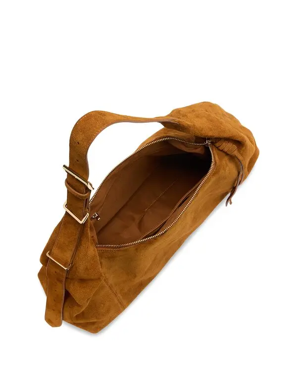 Aqua Large Suede Hobo Bag Exclusive - Cognac