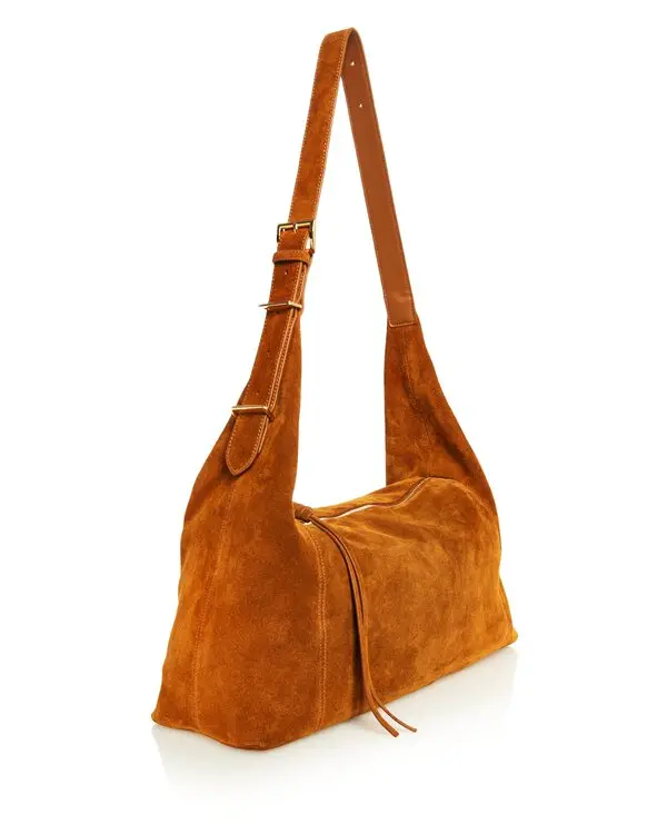 Aqua Large Suede Hobo Bag Exclusive - Cognac