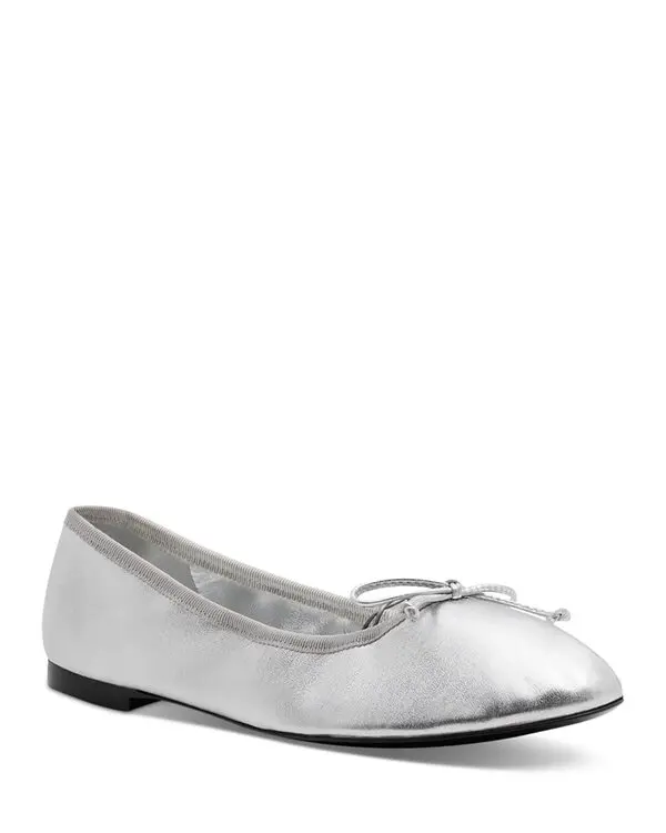 STUART WEITZMAN Nia Leather Ballet Flats - Silver