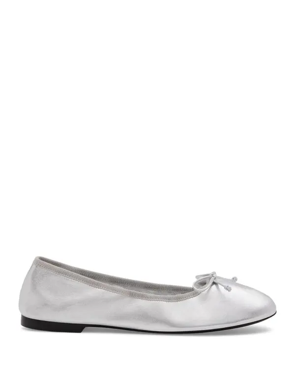 STUART WEITZMAN Nia Leather Ballet Flats - Silver