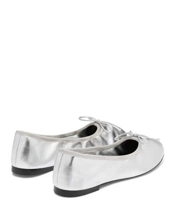 STUART WEITZMAN Nia Leather Ballet Flats - Silver