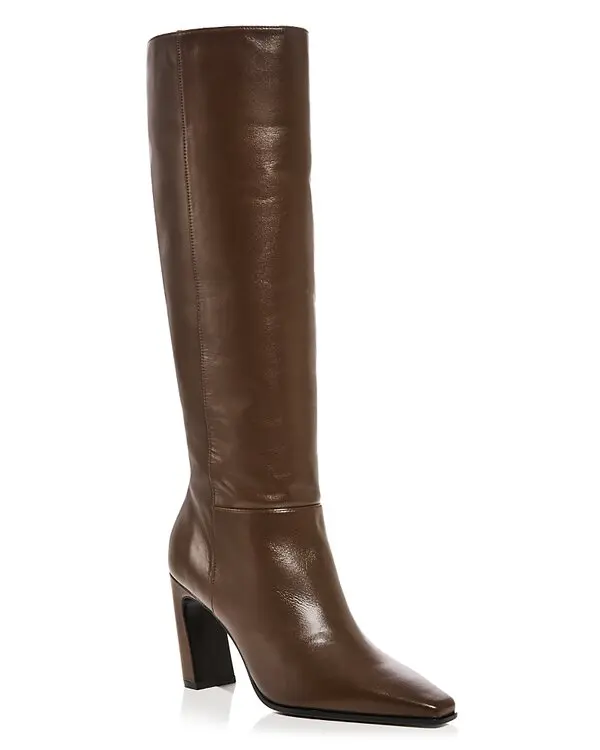 STUART WEITZMAN Stassi Leather Knee High Boots - Walnut